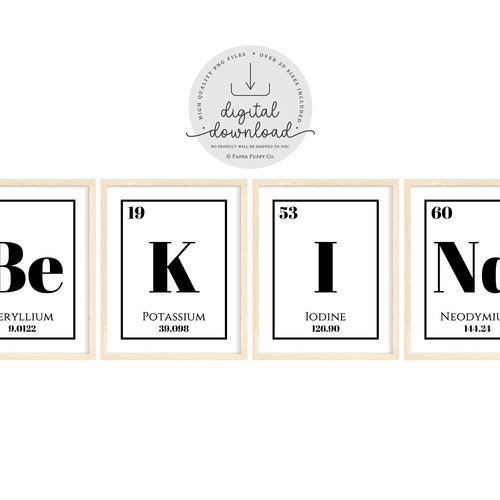 Be Kind Periodic Table Classroom Posters Science Decor Puns - Etsy