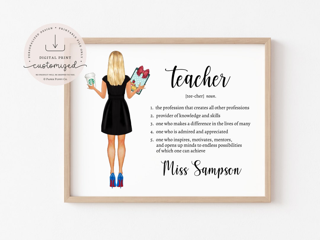 Personalized Teacher Print | Teacher Portrait | Teacher Appreciation ...
