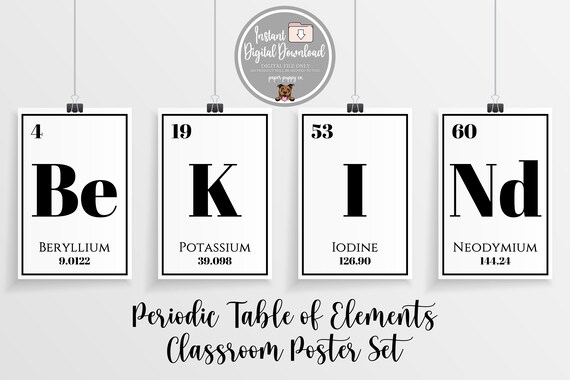 Be Kind Periodic Table Classroom Posters Science Decor Puns | Etsy