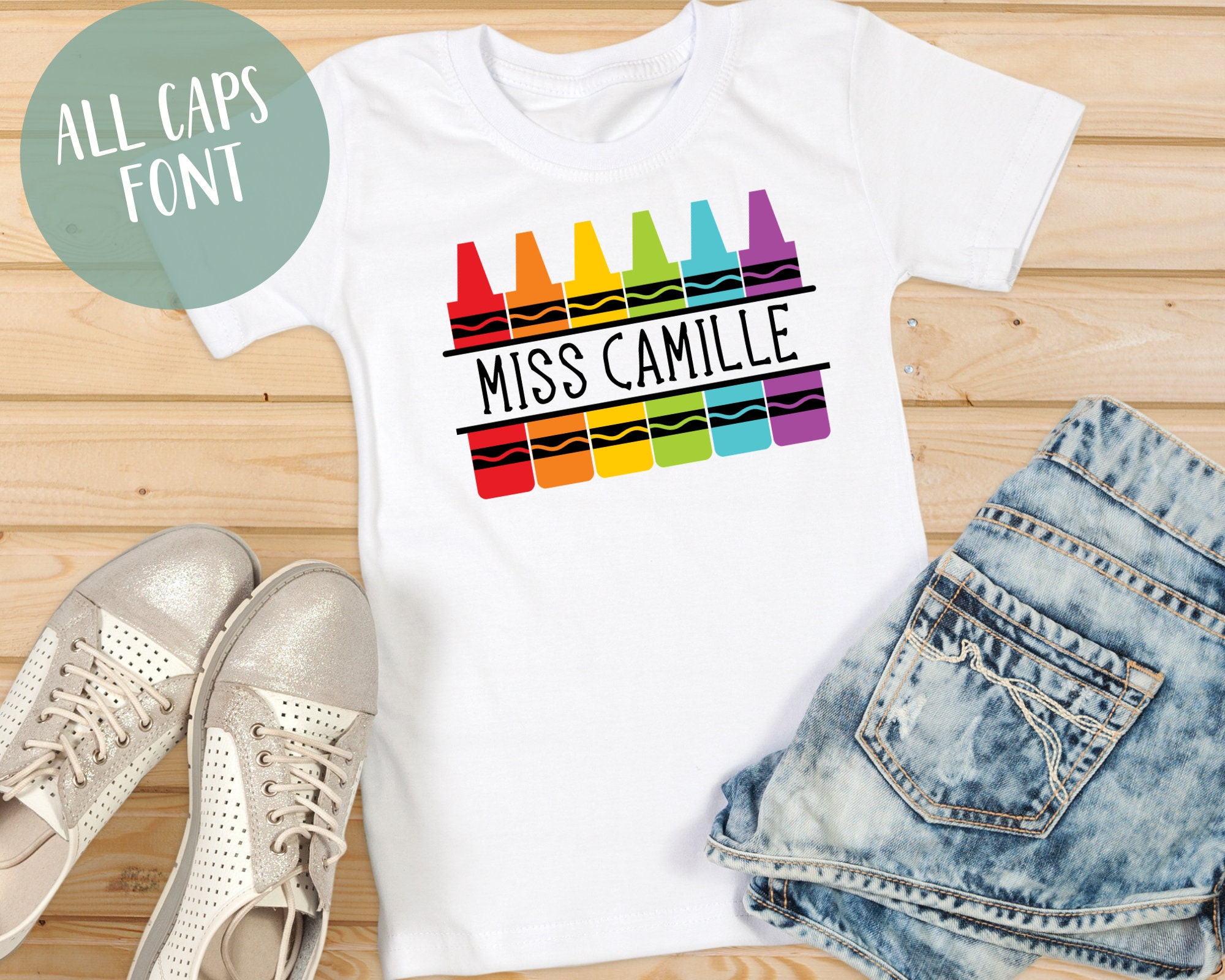 Custom Crayons Teacher Name Svg Png Eps Jpg Svg | Etsy