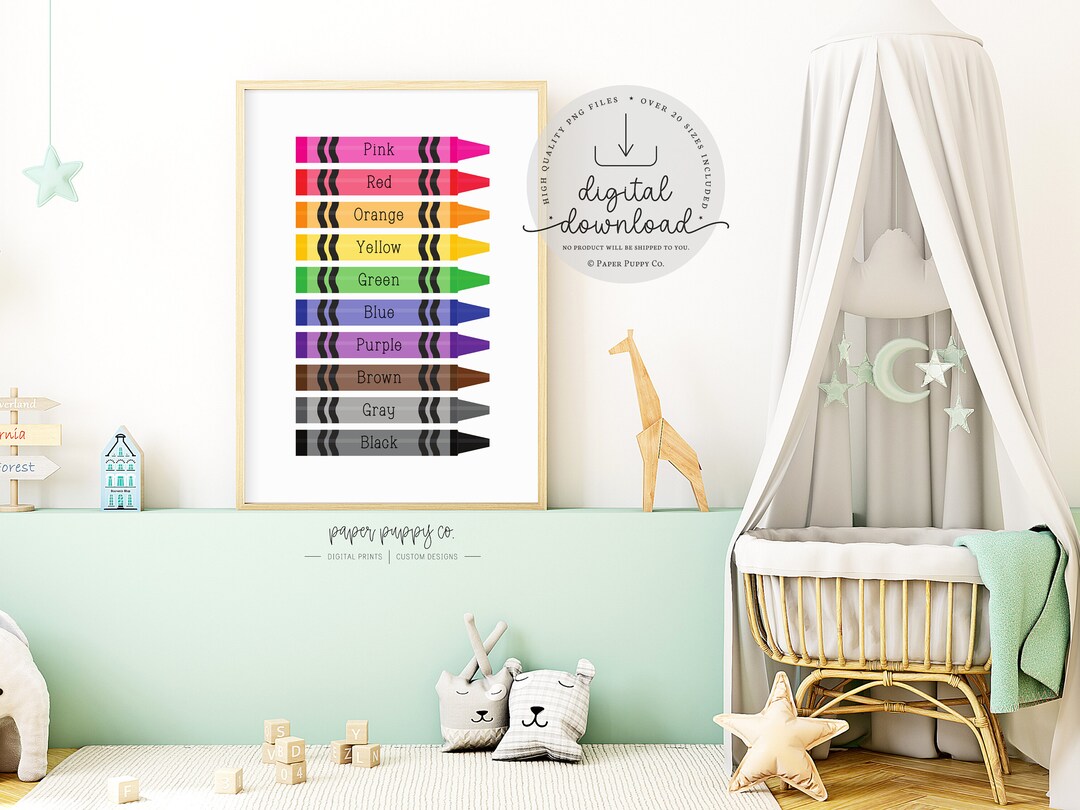 Crayons Educational Print, Kids Room Print, Crayon Colors Poster ...