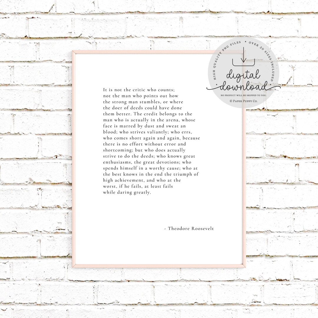 Theodore Roosevelt, Printable Quote, Typewriter Print, Theodore ...