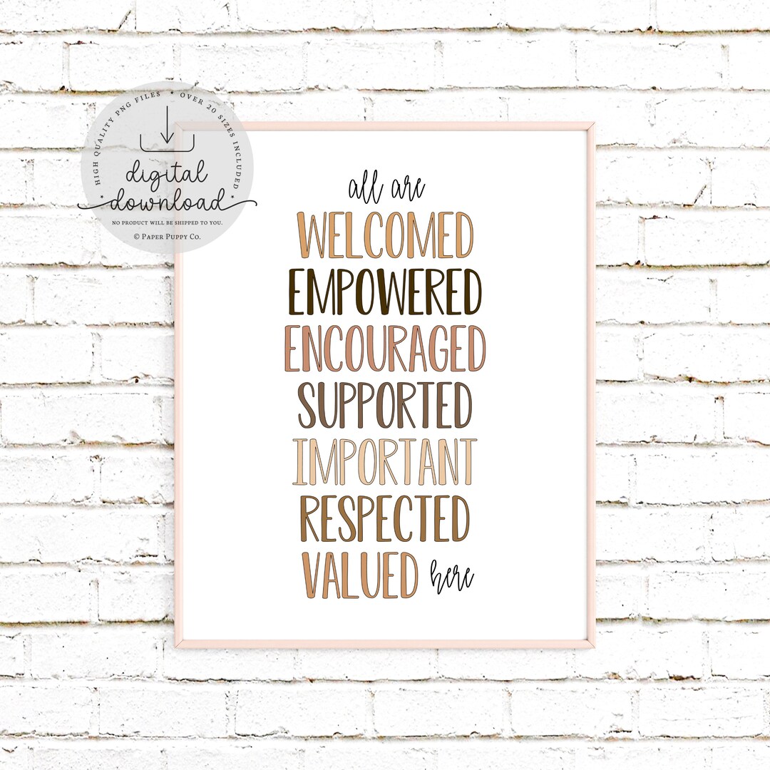 All Are Welcome Here Print | Equality Inclusion Print | Diversity Wall ...