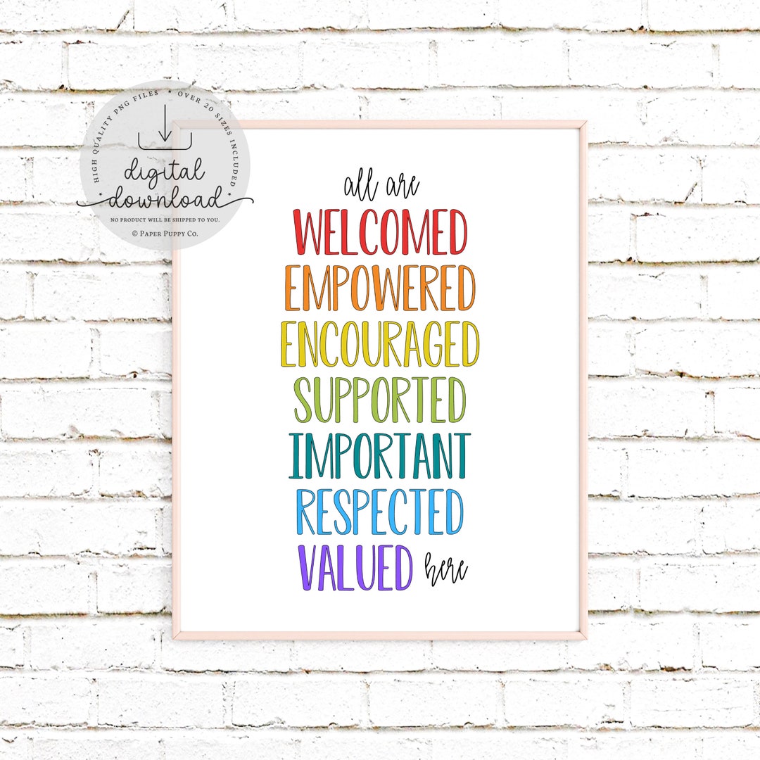 All Are Welcome Here Print | Equality Inclusion Print | Diversity Wall ...