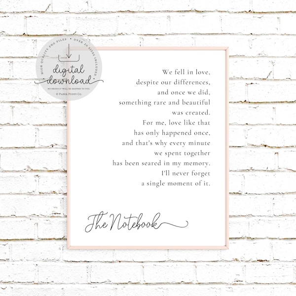 The Notebook Quote - Etsy