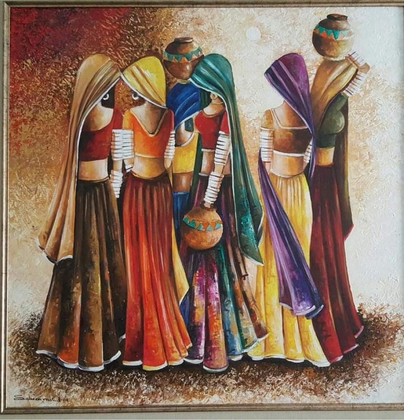 Sindhi/rajasthani Women Oil Painting - Etsy