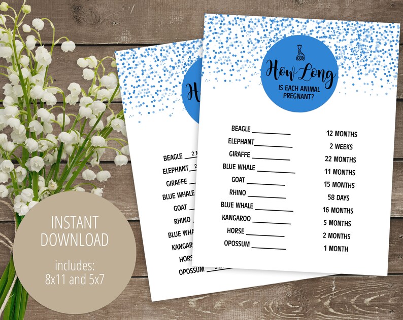 INSTANT DOWNLOAD Baby Shower Game How Long Animal Pregnancy Etsy INSTANT DOWNLOAD Baby Shower Game How Long Animal Pregnancy Etsy
