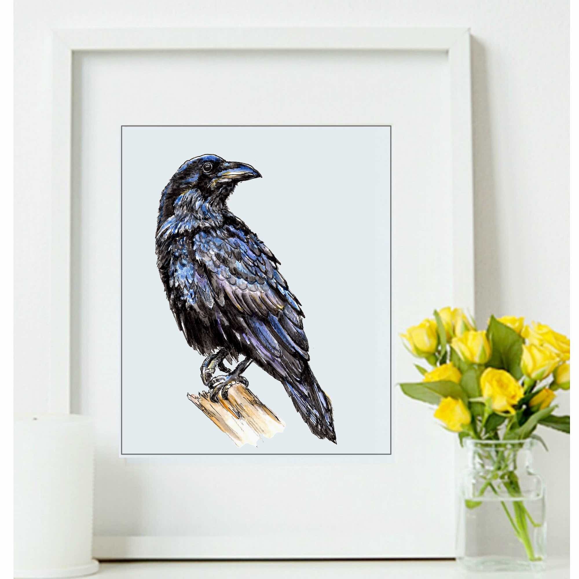 Watercolor Raven Bird Digital Download From Original Painting - Etsy