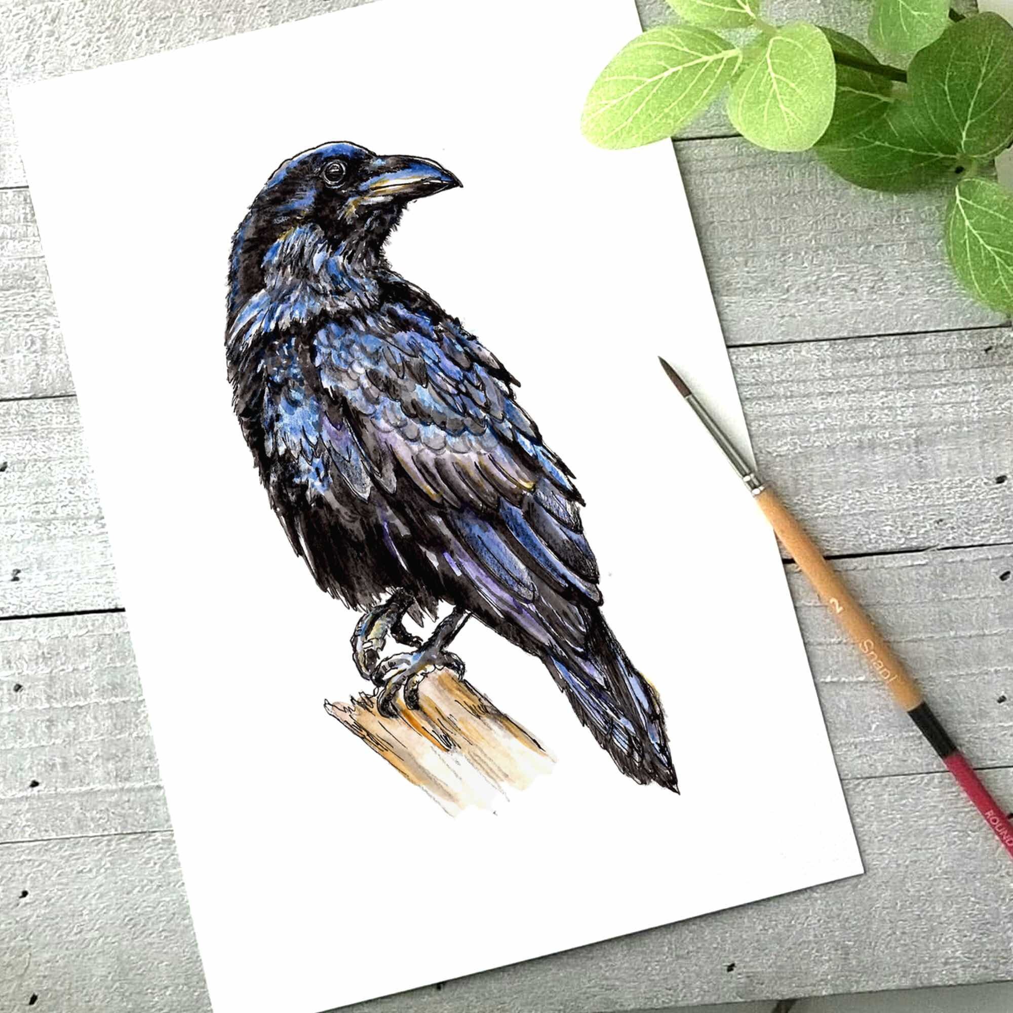 Watercolor Raven Bird Digital Download From Original Painting - Etsy