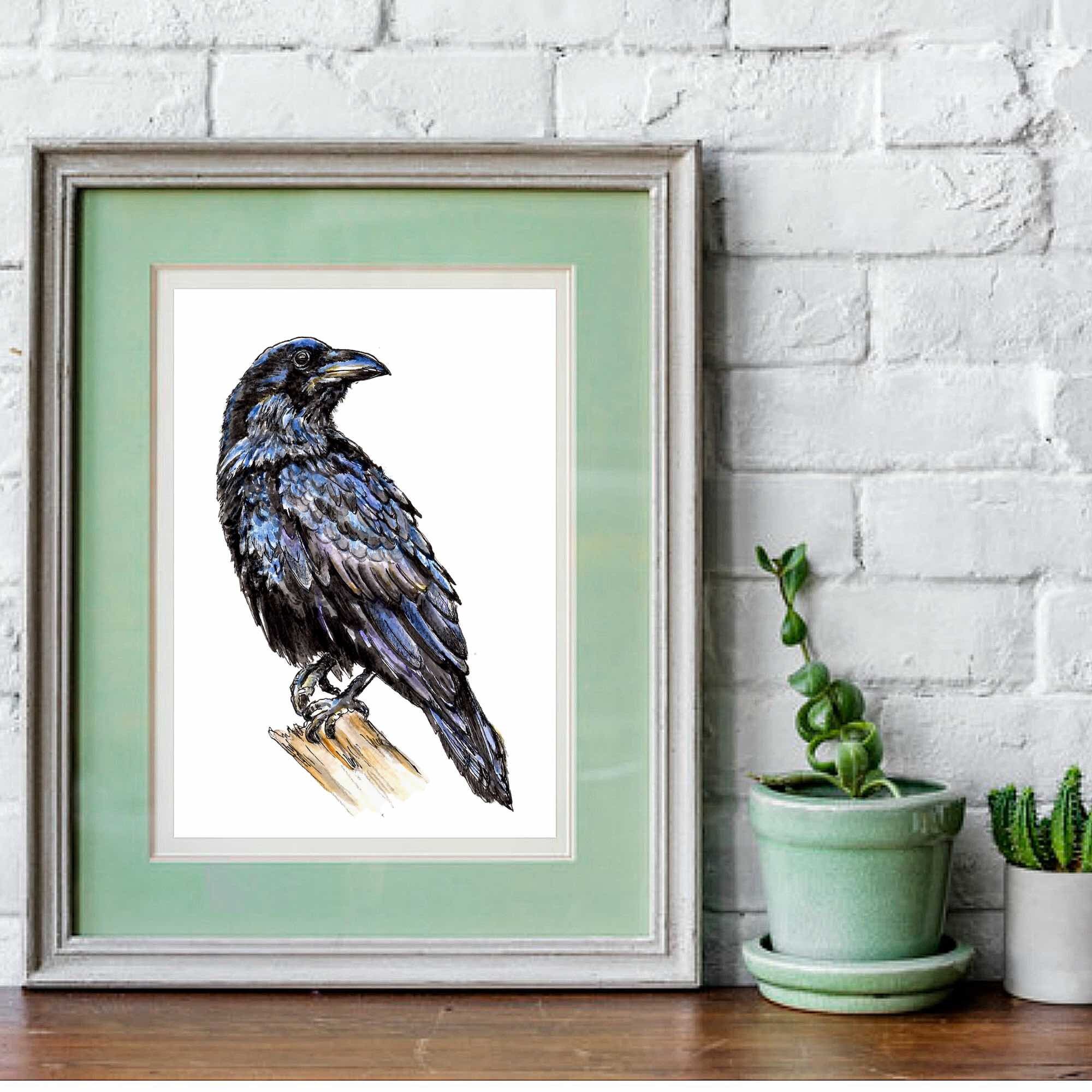 Watercolor Raven Bird Digital Download From Original Painting - Etsy