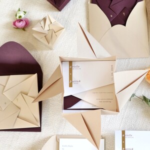 White Metallic Origami Card With Insert and Envelope Handmade Luxury ...