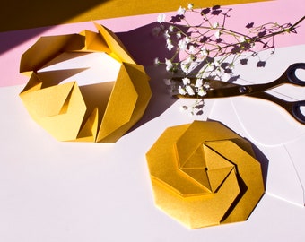 White Metallic Origami Card With Insert and Envelope Handmade Luxury ...