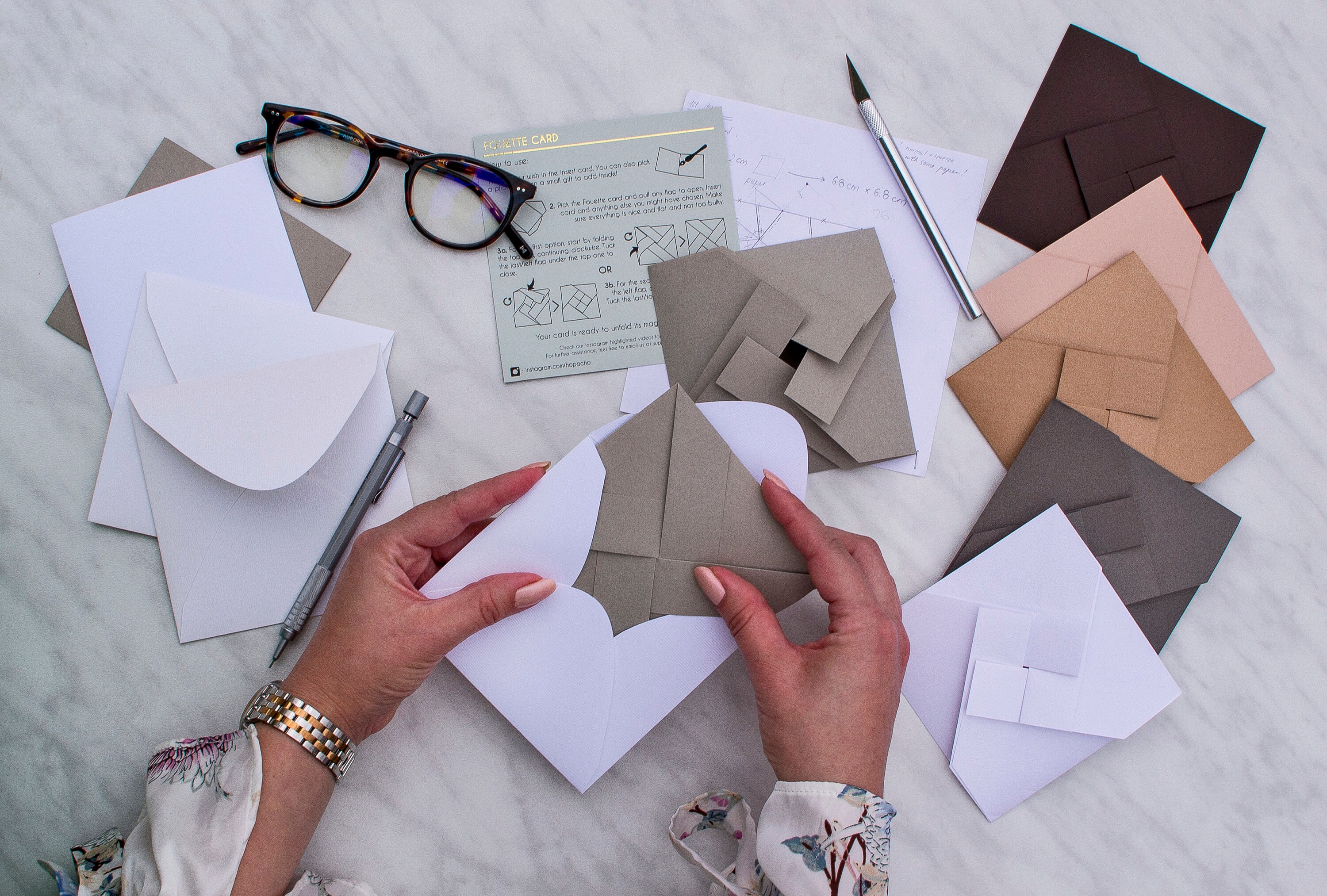 Grey Clay Origami Card With Insert and Envelope Handmade - Etsy