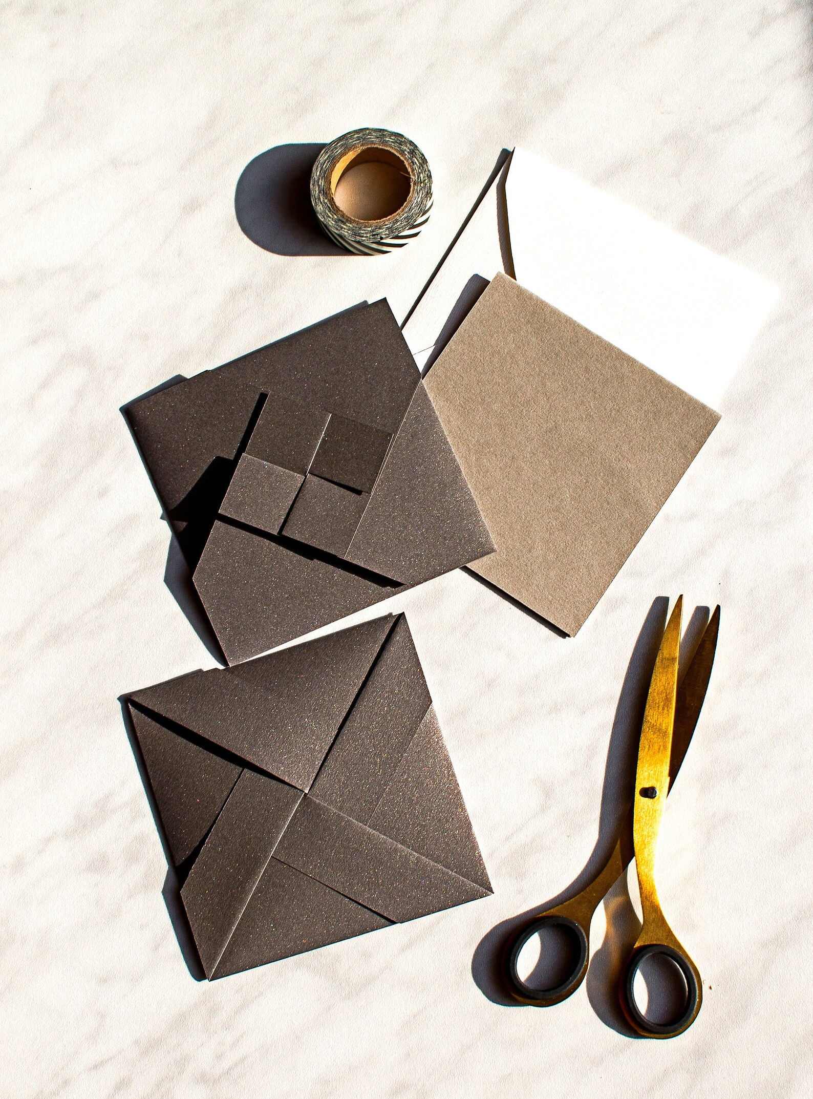 Grey Metallic Origami Card With Insert and Envelope Handmade - Etsy