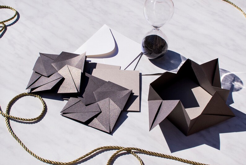 Grey Metallic Origami Card With Insert and Envelope Handmade - Etsy