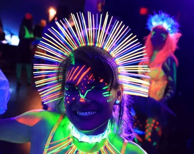 Neon Goddess Glow in the Dark Colorful Neon Crown Performers Rave ...