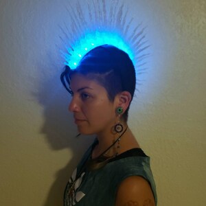 RECHARGEABLE LED MOHAWK Led Headpiece Rave Accesories Festival Fashion ...