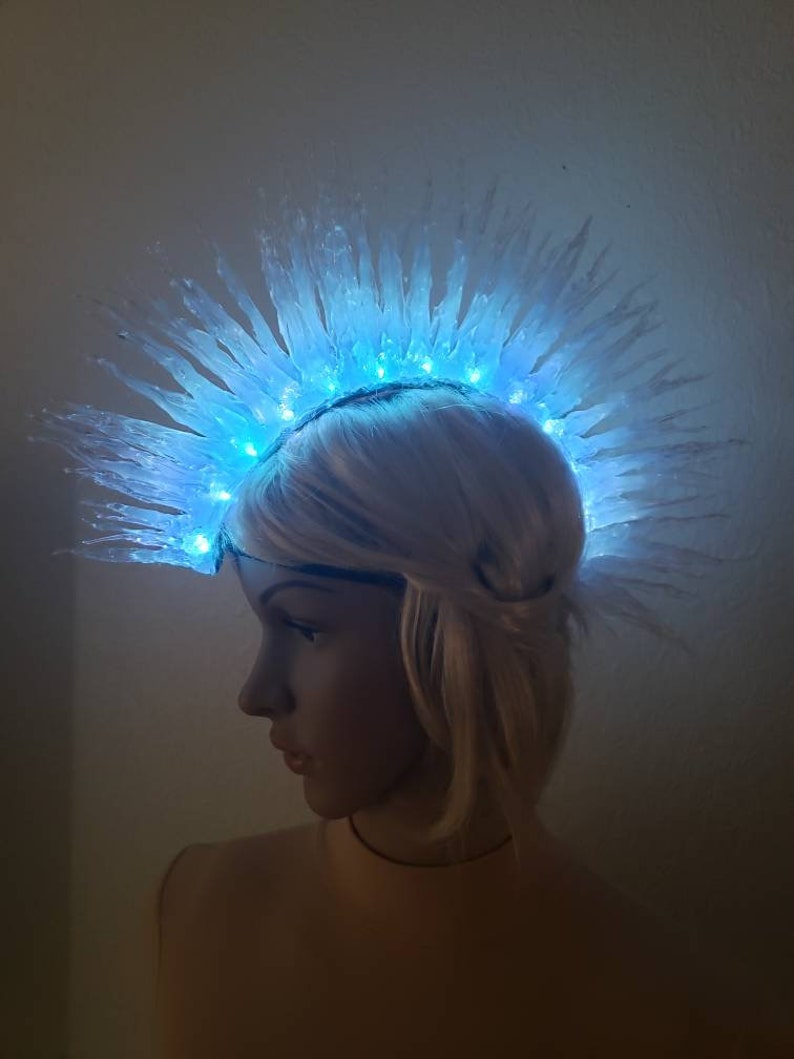 RECHARGEABLE LED MOHAWK Led Headpiece Rave Accesories Festival Fashion ...