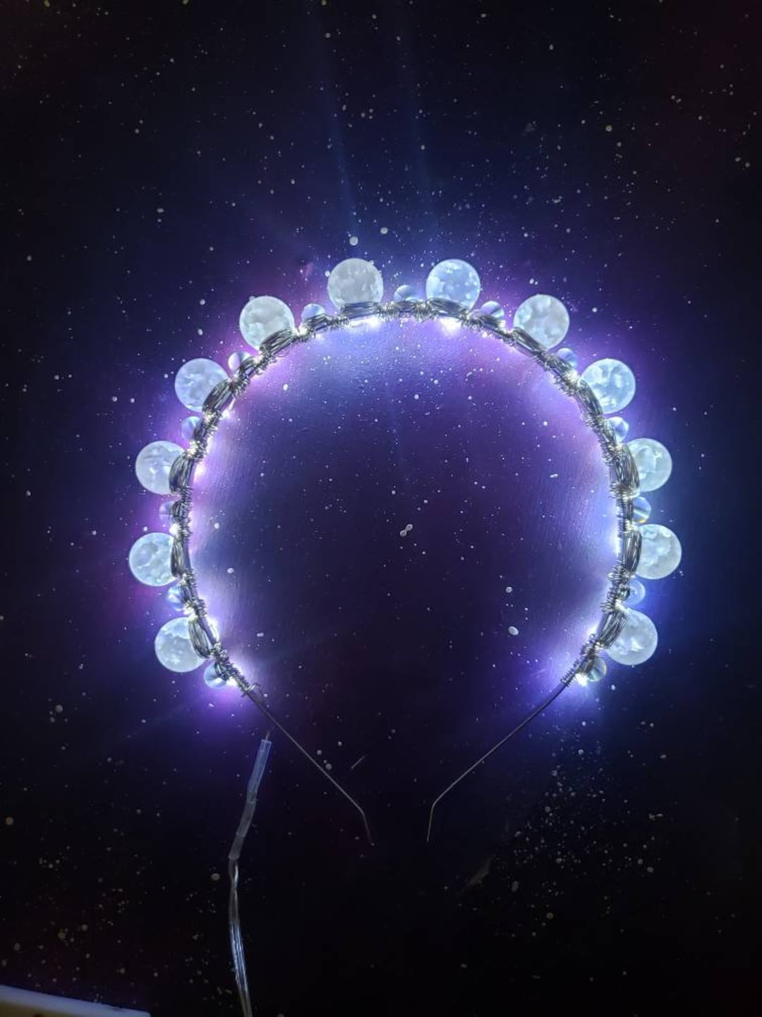 Lunar Quartz Headband Moon Wire Wrapped Jewelry Headpiece LED Hair ...