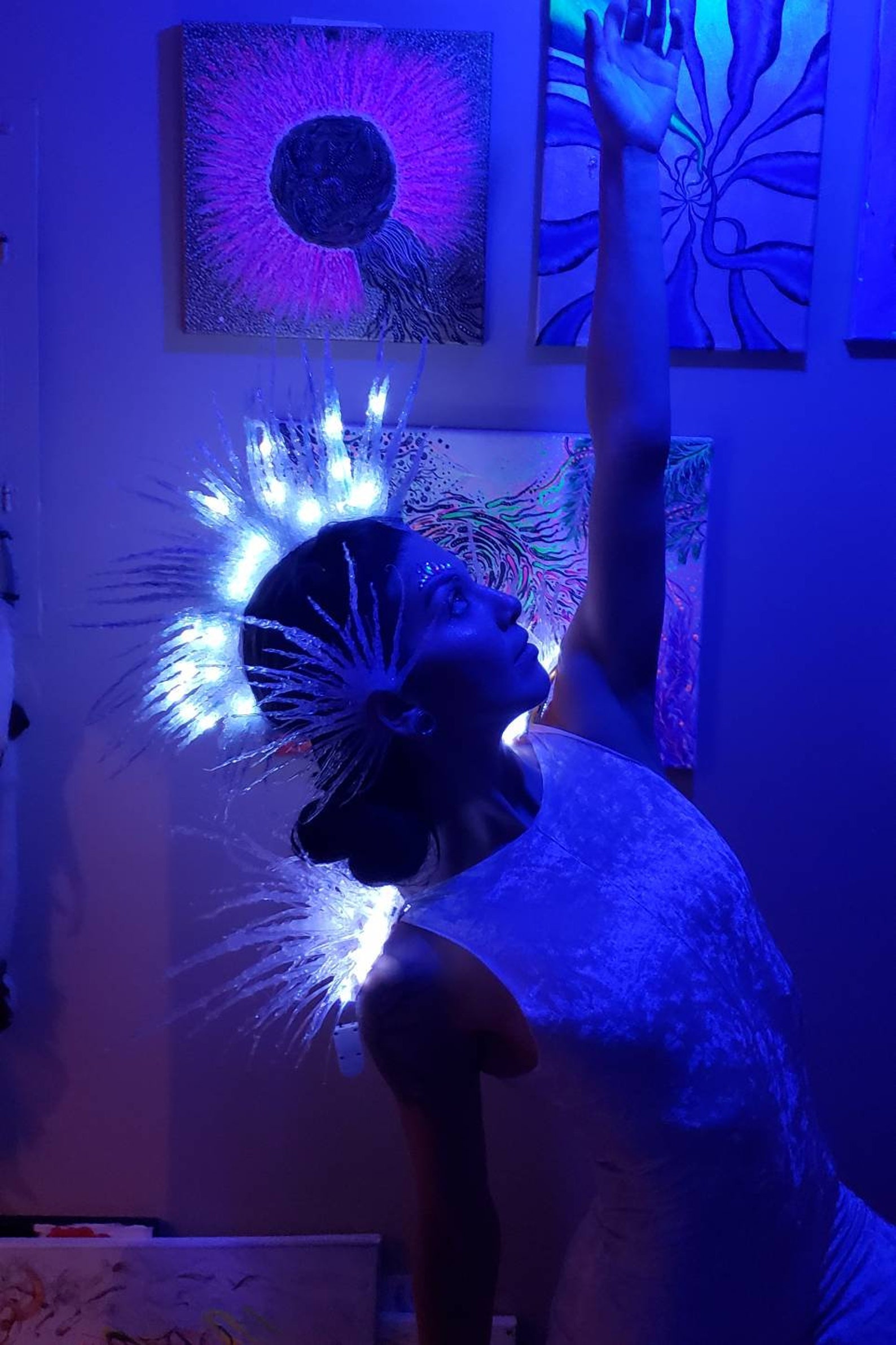 Andromeda LED Ice Light up Mohawk Festival Headpiece Accesories Rave ...