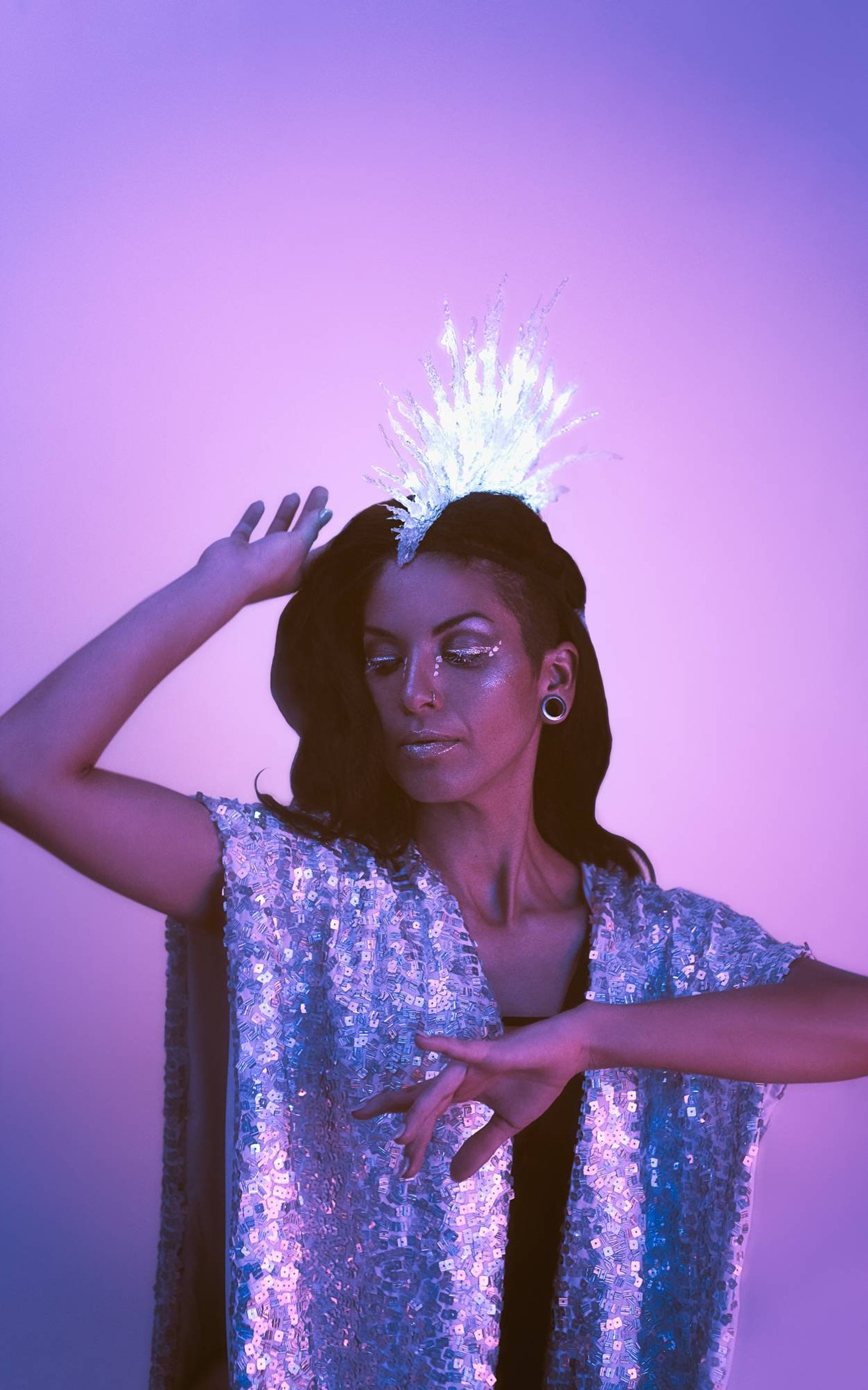 Andromeda LED Ice Light up Mohawk Festival Headpiece Accesories Rave ...