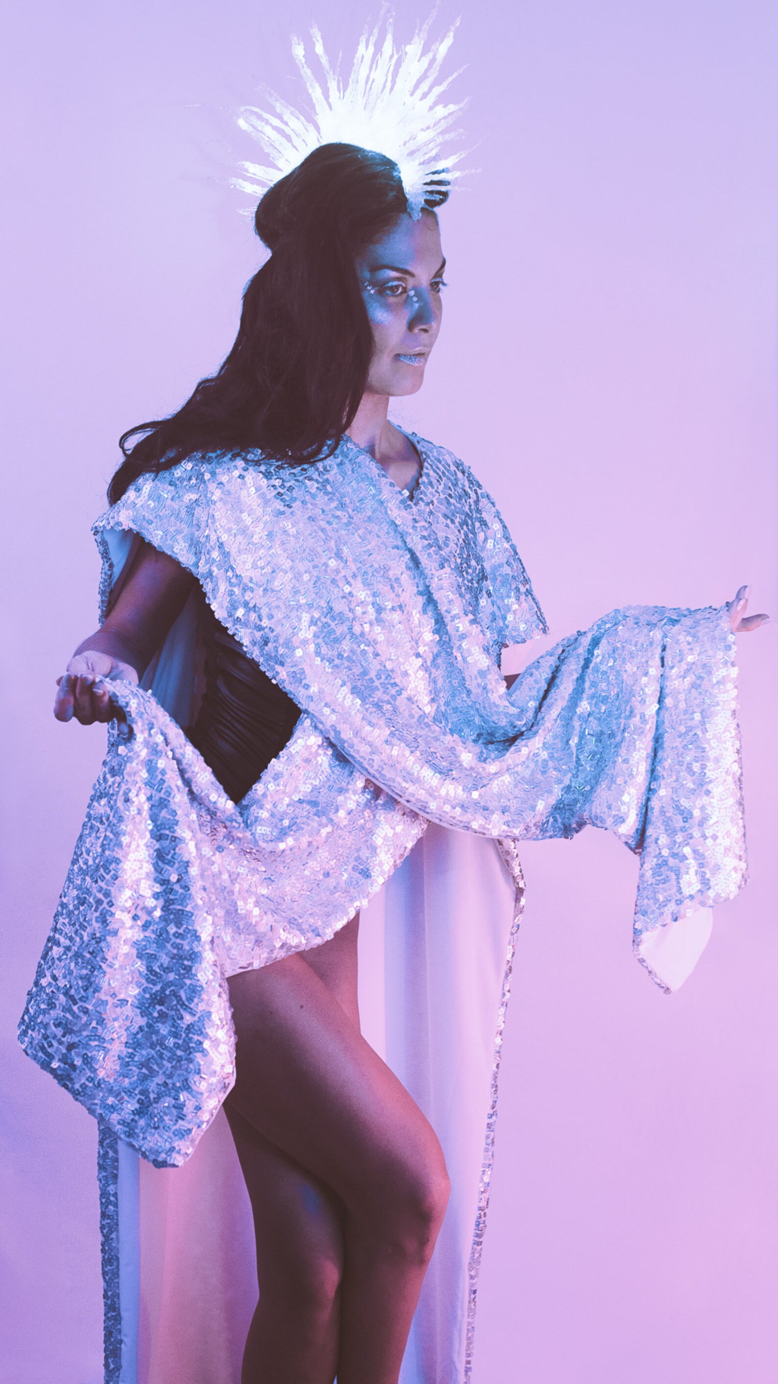 Andromeda LED Ice Light up Mohawk Festival Headpiece Accesories Rave ...