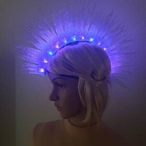 RECHARGEABLE LED MOHAWK Led Headpiece Rave Accesories Festival Fashion ...