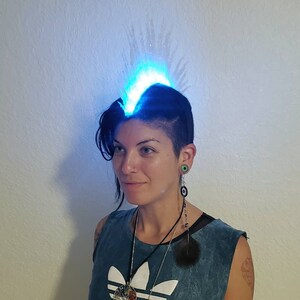RECHARGEABLE LED MOHAWK Led Headpiece Rave Accesories Festival Fashion ...