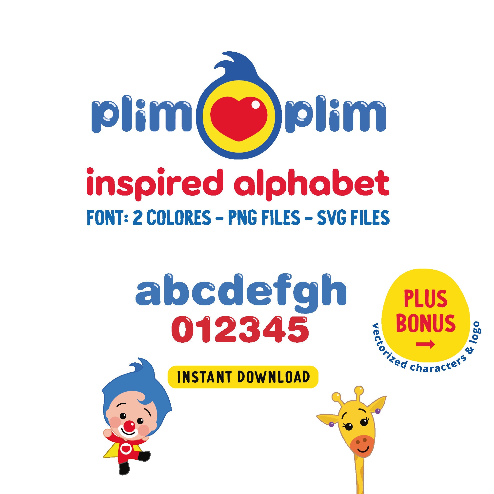 Plim Plim Inspired Alphabet Plim Plim Clown Inspired Font | Etsy UK