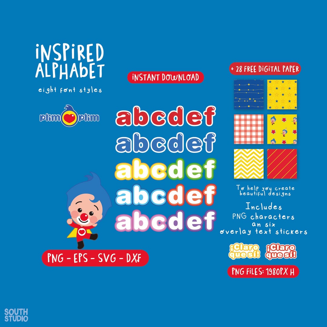 Plim Plim Inspired Alphabet Plim Plim Clown Inspired Font - Etsy UK