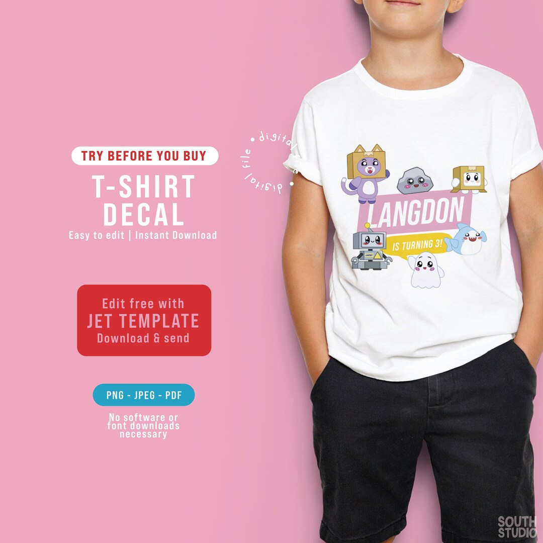 Lankybox INSTANT DOWNLOAD Edit Yourself Iron on Transfer or Sublimation ...