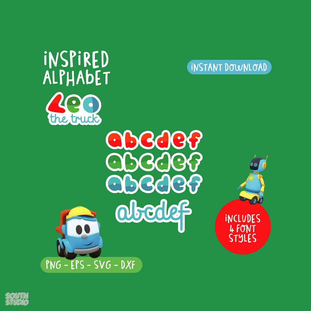 Alfabeto inspirado en Leo the Truck, fuente inspirada en Leo the Truck ...