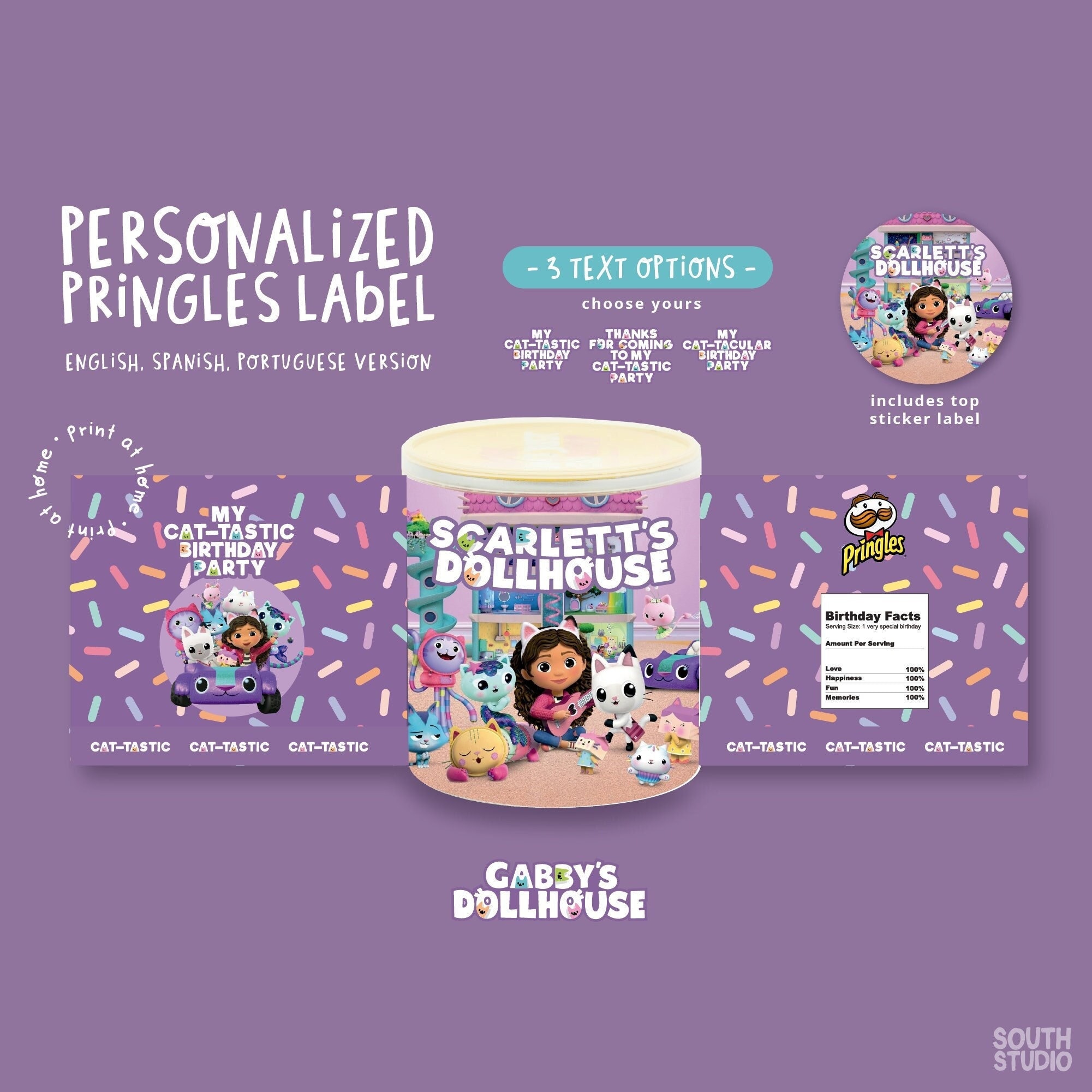Gabby's Dollhouse Custom Pringles Label 13oz. Gabby's - Etsy Canada