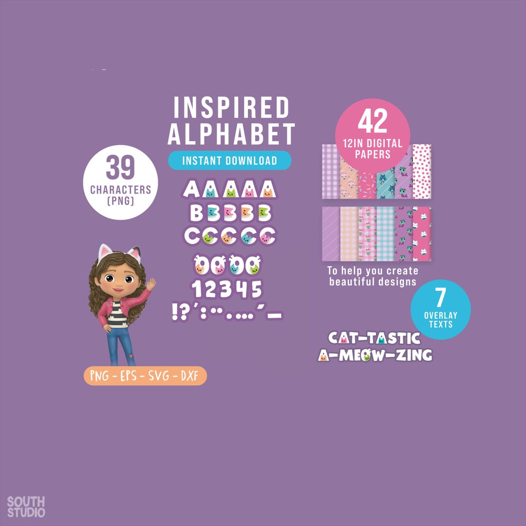 Gabby Doll Inspired Alphabet PNG Clipart | Font Letters (digital ...