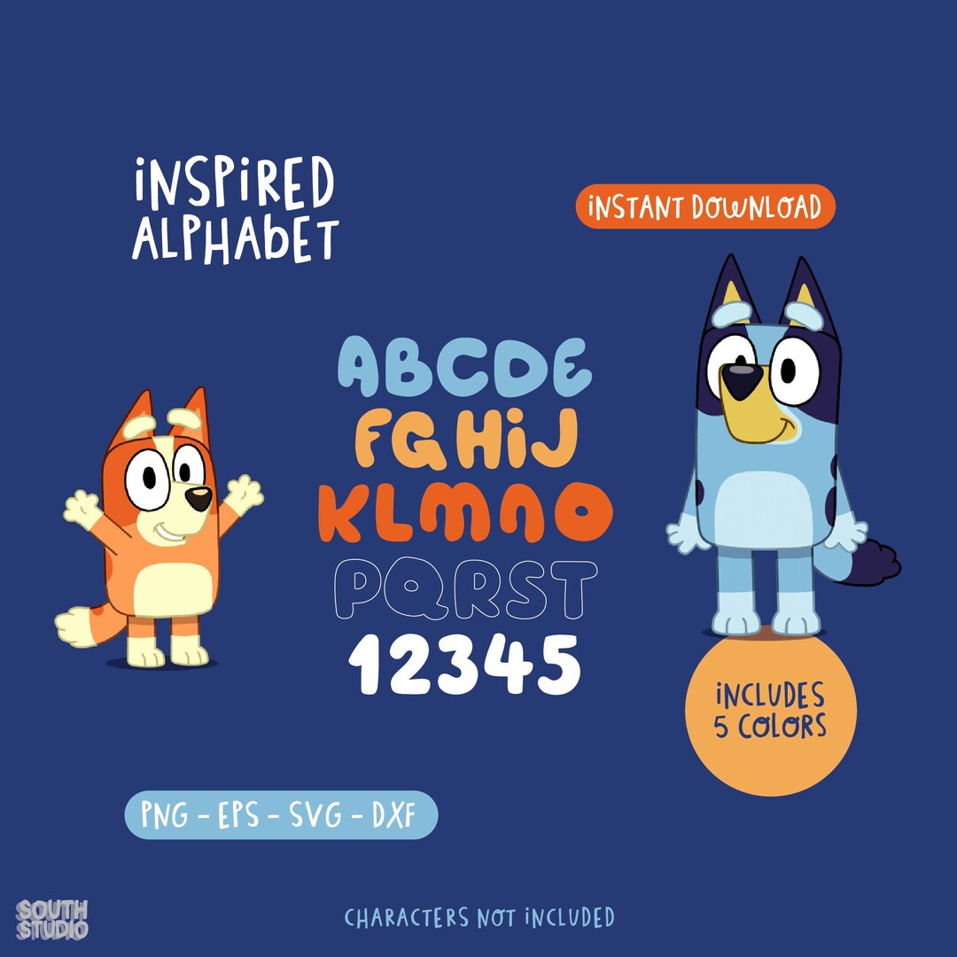Bluey Heeler Inspired Alphabet, Bluey, Chilli, Bandit Inspired Font ...