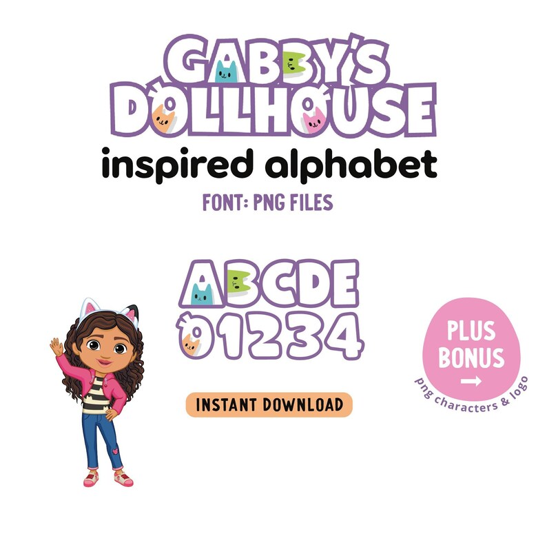 Gabby Doll Inspired Alphabet Gabby Doll Inspired Font GADOPR | Etsy Canada