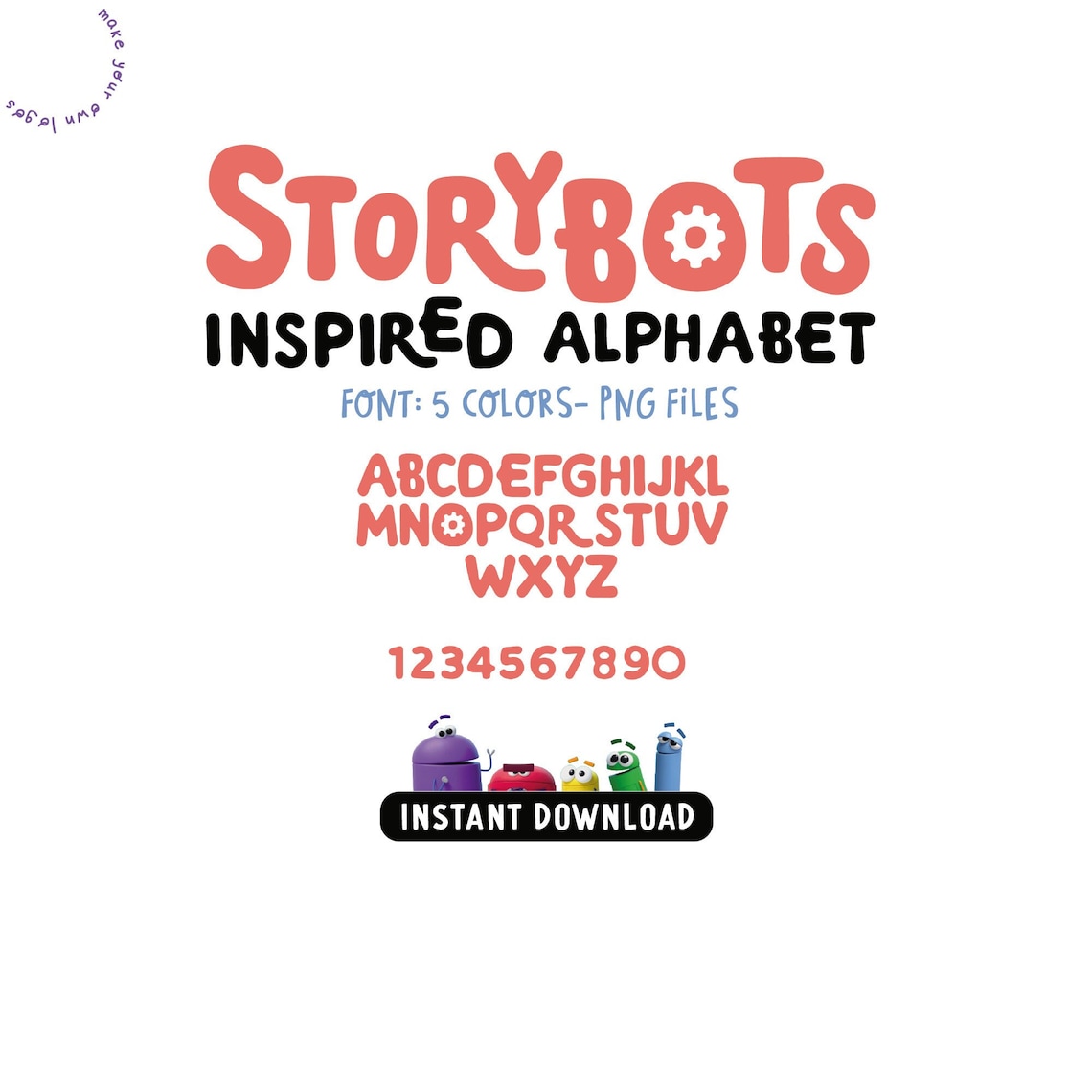 Storybots Inspired Alphabet Storybots Inspired Font STBOPR - Etsy