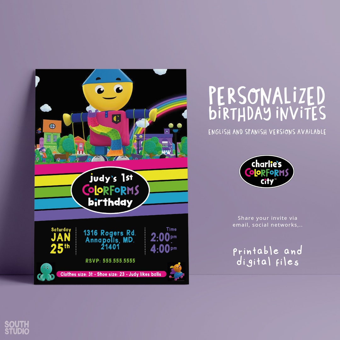 Charlie Colorforms City Birthday Invitation (digital File) - Etsy