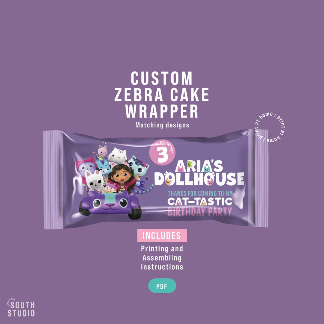 Gabby's Dollhouse Zebra Cake Wrapper. Gabby's Dollhouse Cake Treat ...