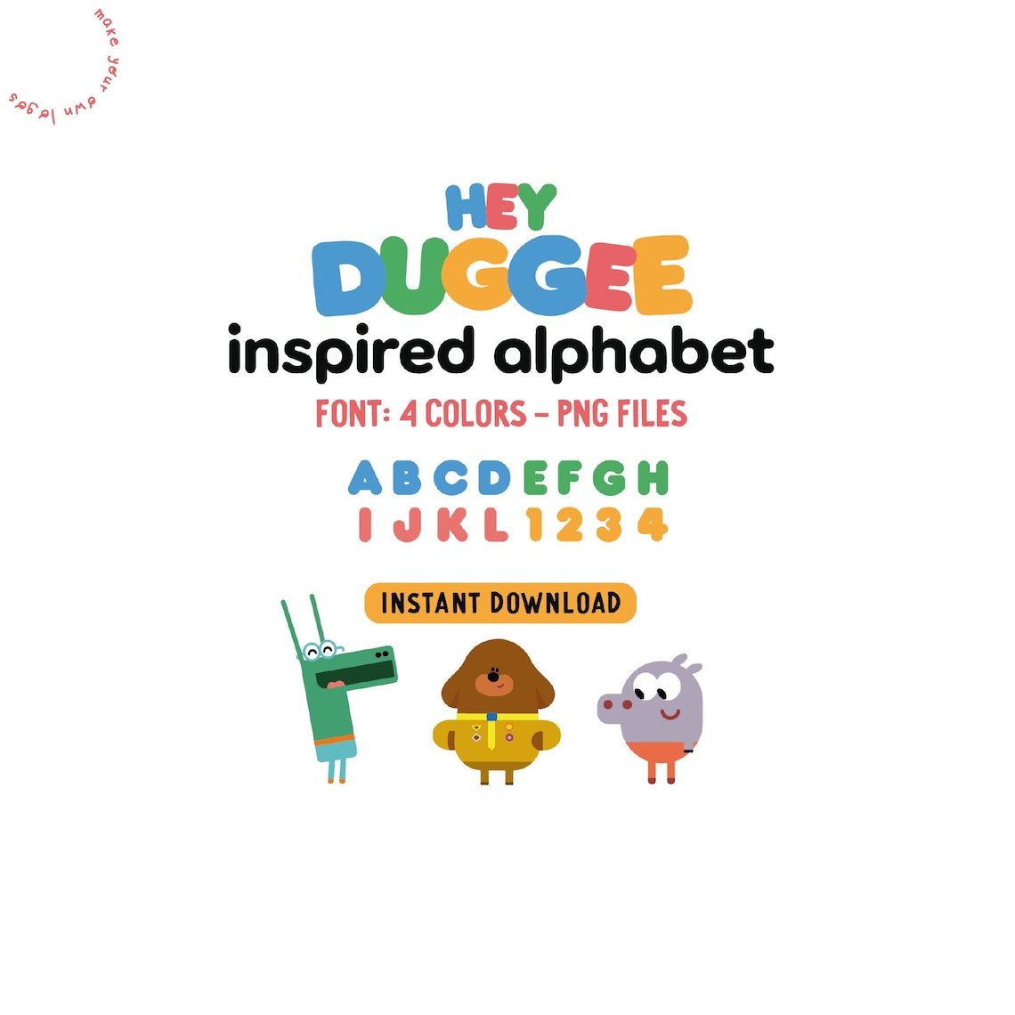 Hey Duggee Inspired Alphabet Hey Duggee Inspired Font HEDUPR | Etsy ...