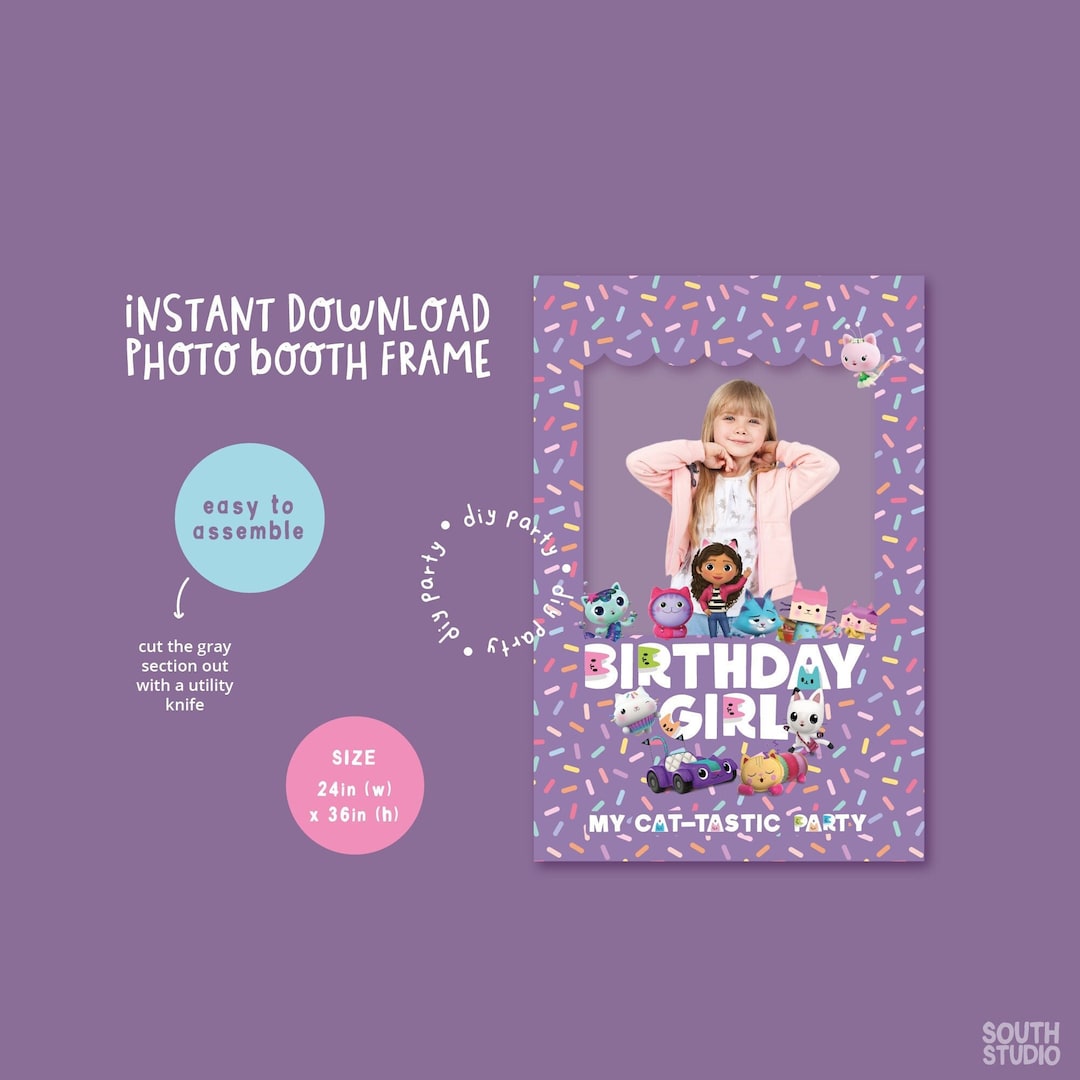 Gabby Dollhouse Theme Kids Photo Frame Prop Frame Printable, Photo ...