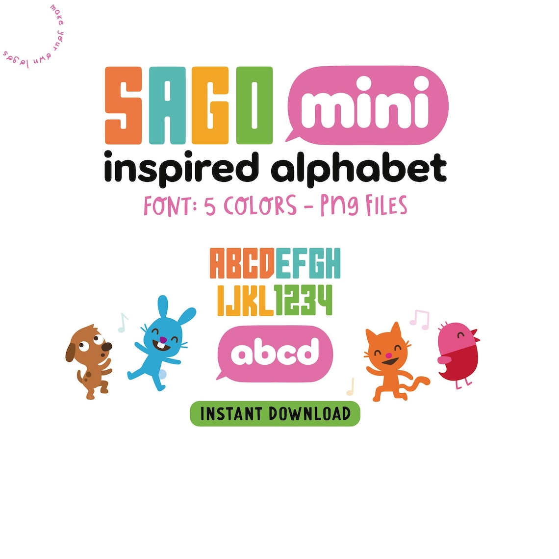 Sago Mini Inspired Alphabet Sago Mini Inspired Font SAMIPR - Etsy Ireland