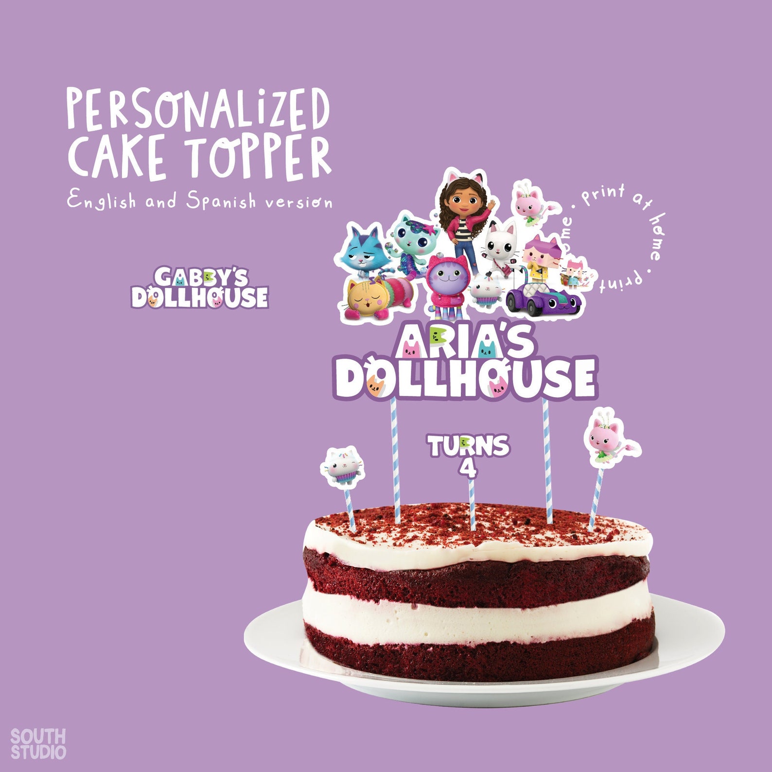 Gabby's Dollhouse Cake Topper. Printable Gabby Dollhouse. - Etsy