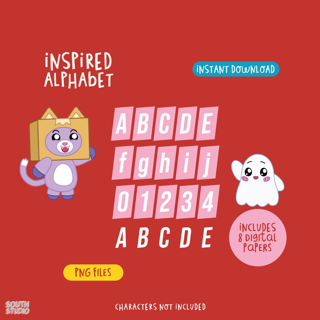 Lankybox Inspired Alphabet, Lanky Box Inspired Font Digital Paper ...