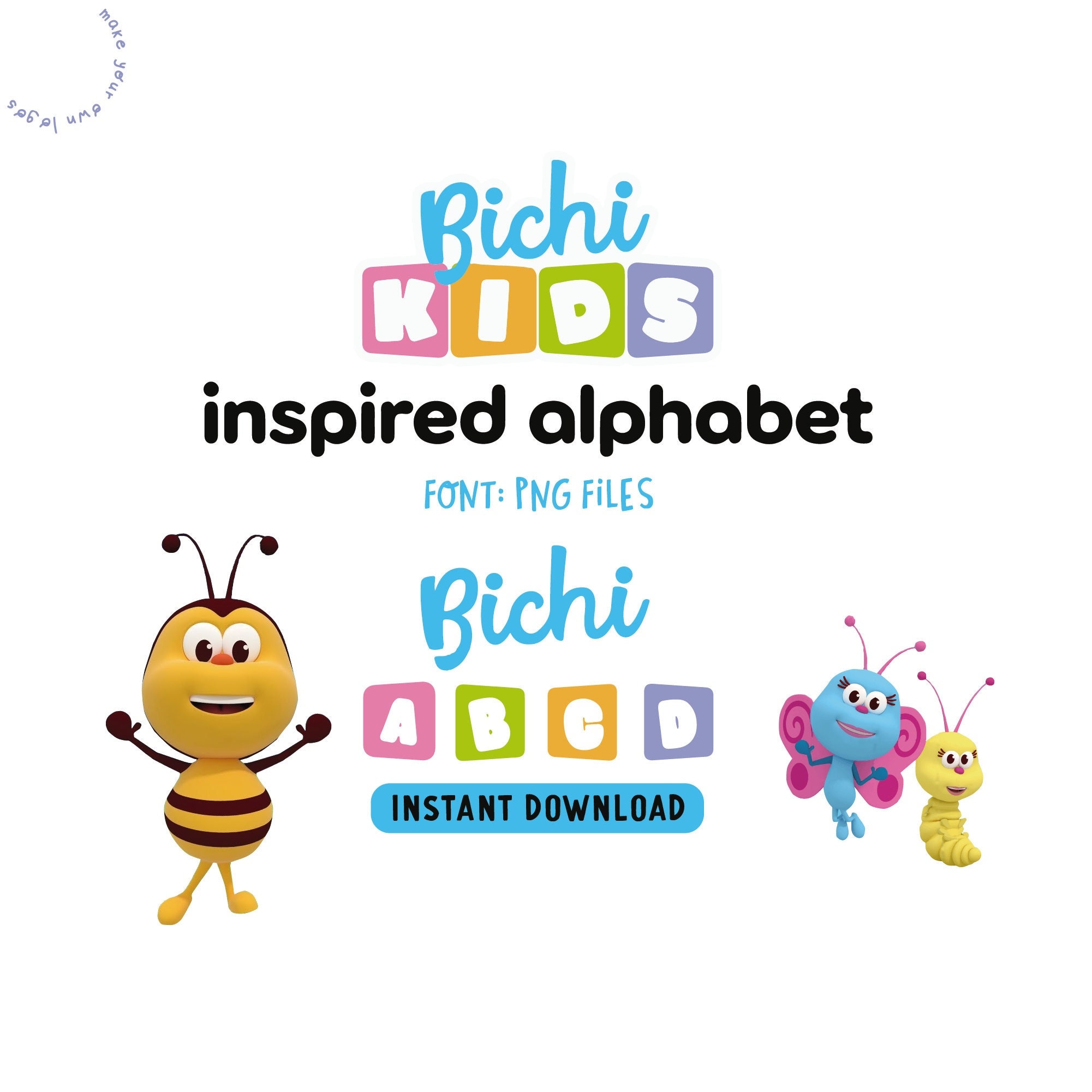Fuente inspirada Bichy Kids. Bicky Kids fondo transparente. - Etsy México