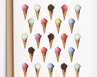 Ice cream card | Etsy