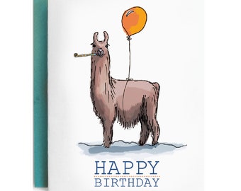 Pinata, Funny Llama Birthday Card, Party Cute Alpaca Card, Beautiful ...