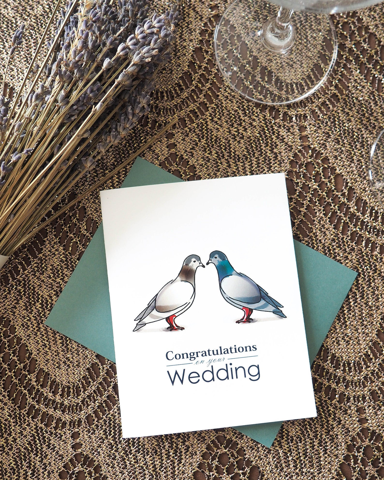 Pigeon Wedding Card | Etsy