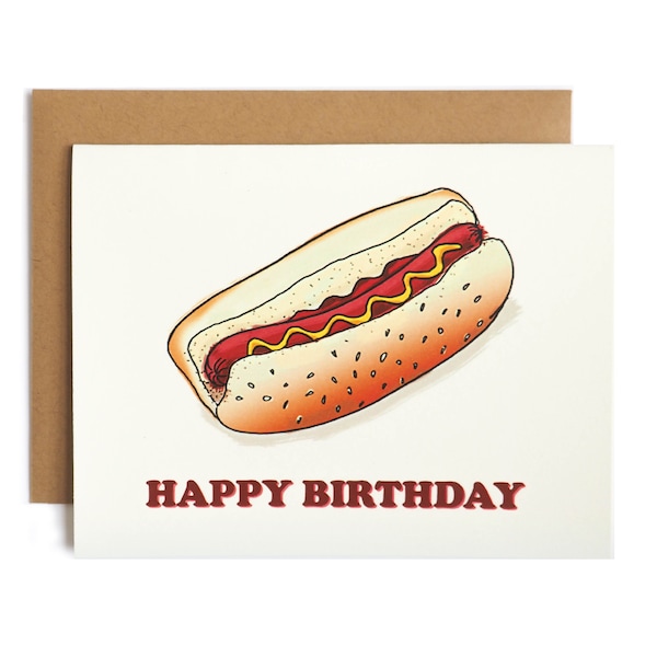 Hotdog Birthday Card - Etsy