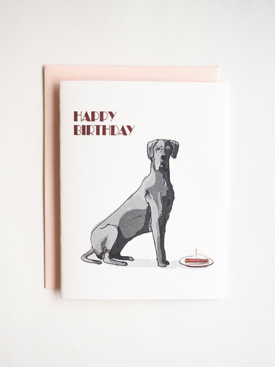 Great Dane Dog Happy Birthday Cake Card | Etsy